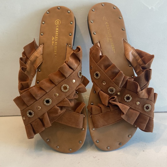 Charles Albert NY | Shoes | Charles Albert Brown Ruffle Detail Sandals ...